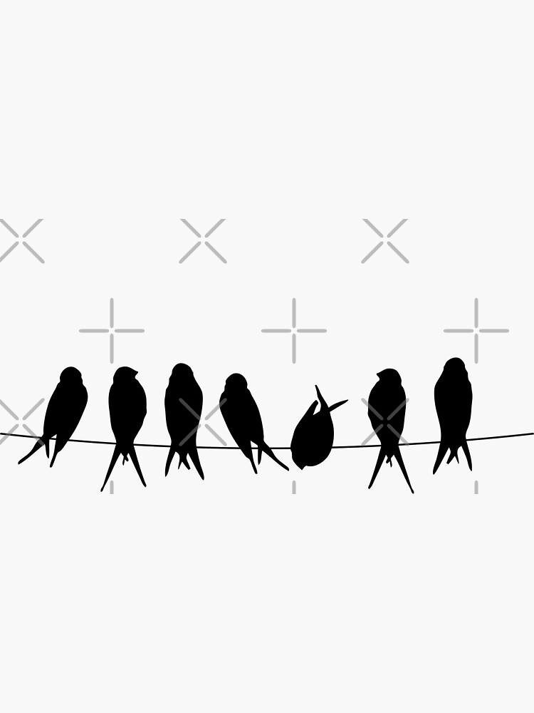 "Cute birds shadows vintage art" Sticker by Cool-Mood | Redbubble