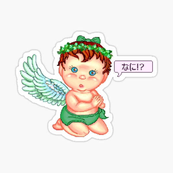 "Cherub Angel Nani? (Green Color)" Sticker for Sale by pivee | Redbubble