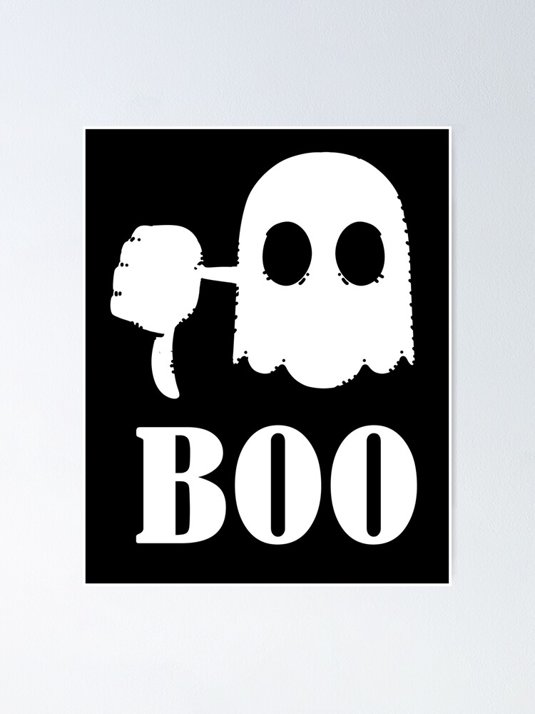 "Boo Thumbs Down Ghost (Black and White)" Poster by Pajamurai | Redbubble