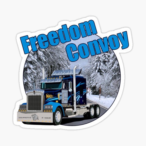 "Light Blue Winter Highway Freedom Convoy Truckers Semi" Sticker by ...