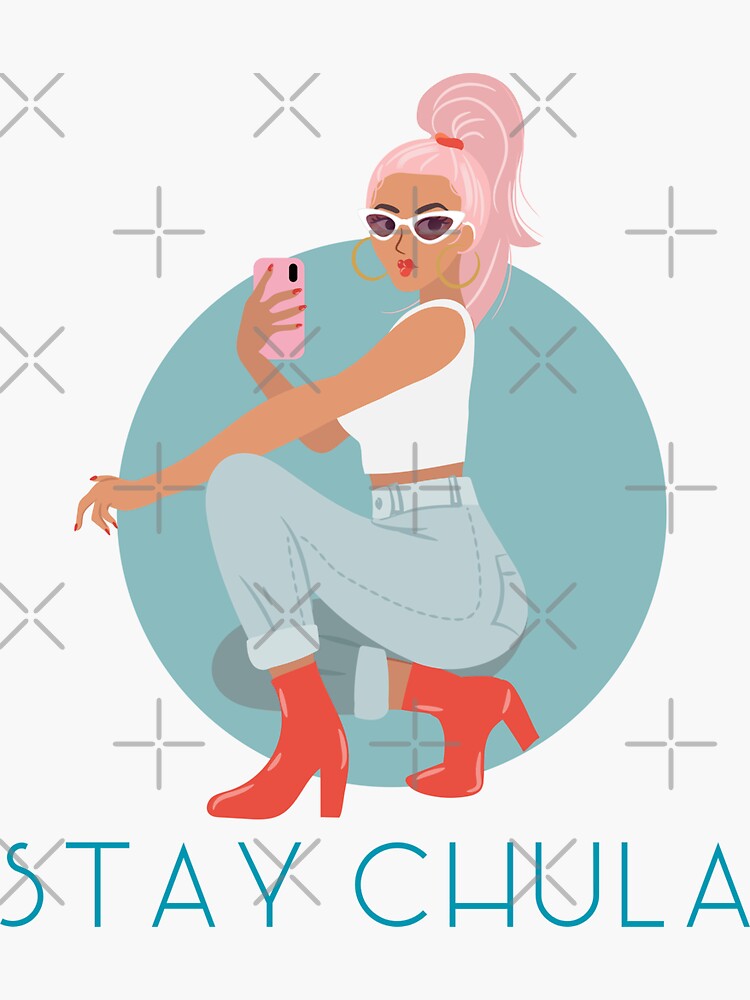 "Stay Chula Cute Pose In Pink" Sticker by Designs141865 | Redbubble