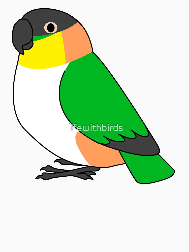 "Black-headed caique parrot cartoon drawing" T-shirt for Sale by ...