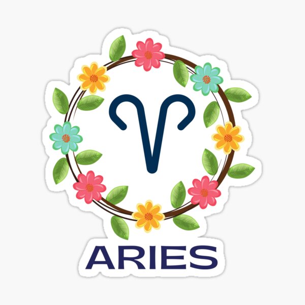 "Floral Aries Zodiac Sign" Sticker for Sale by Hellofriendco | Redbubble