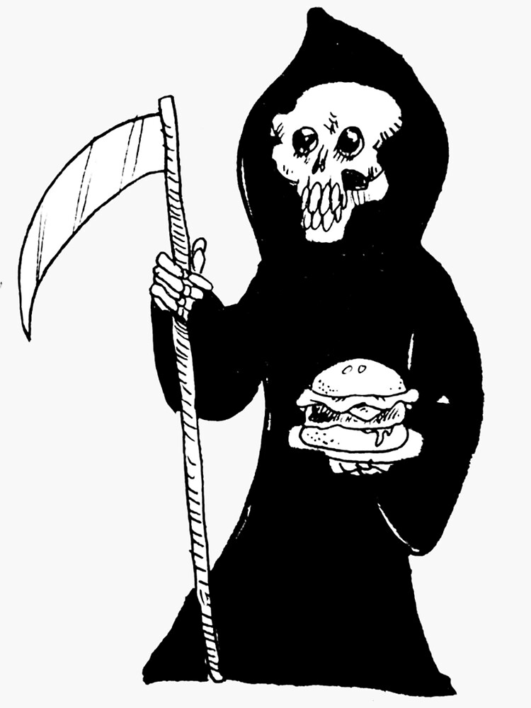 "Death Burger" Sticker by SillyRooster | Redbubble