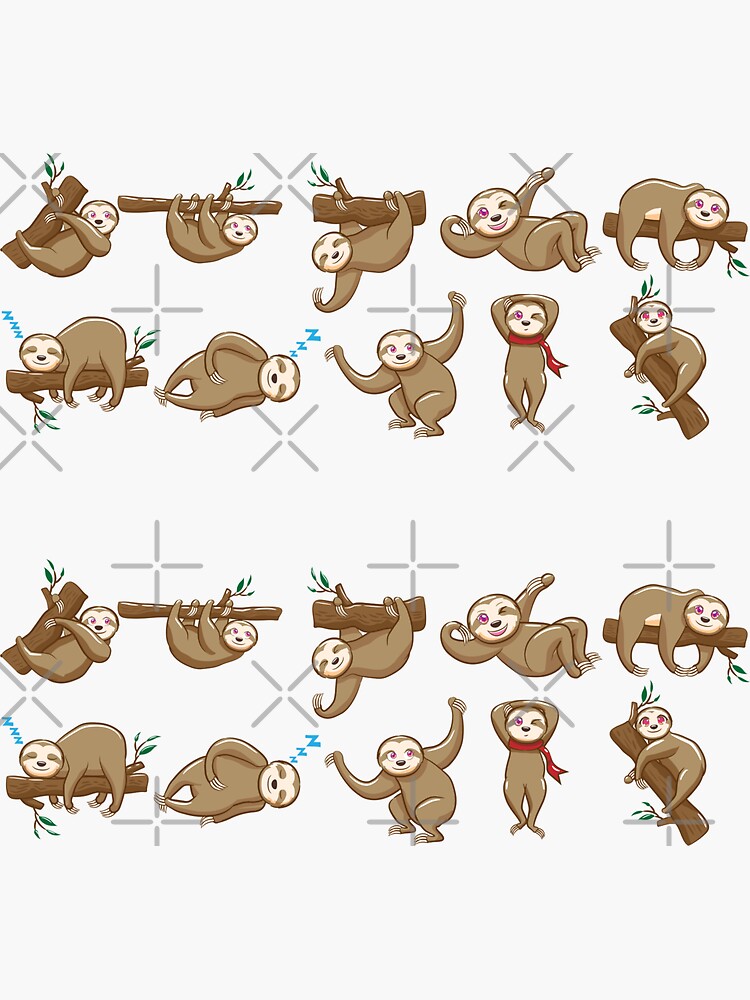 "Happy Sloth Yoga Seamless Digital Papers" Sticker by NOorYES | Redbubble