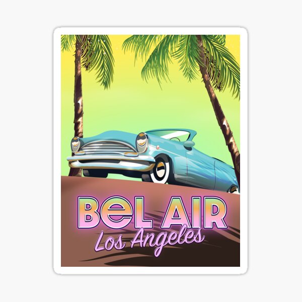 "Bel Air, Los Angeles Retro travel poster" Sticker for Sale by ...
