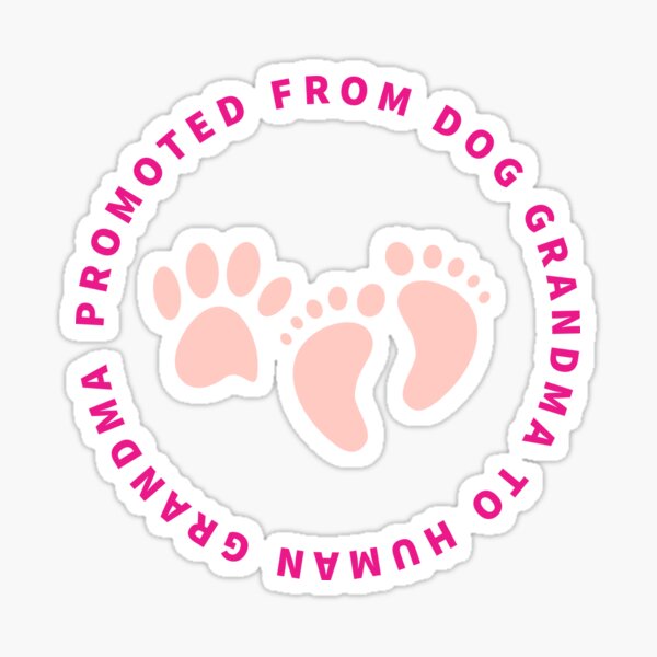 "Promoted From Dog Grandma To Human Grandma" Sticker by Jolieshirt ...