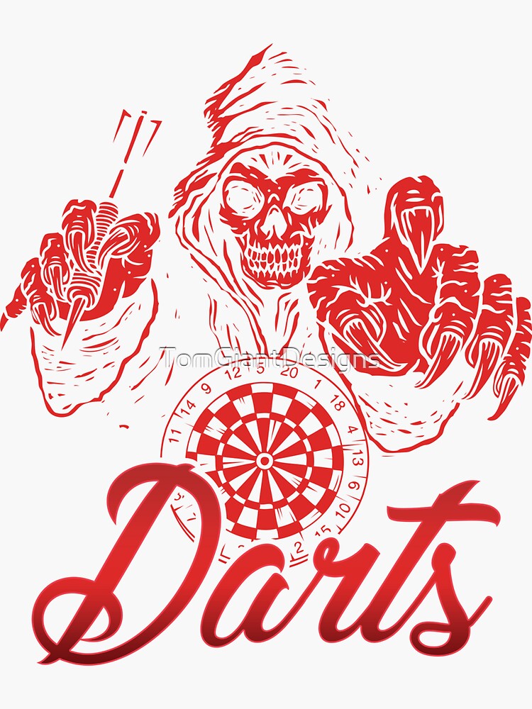 "Darts Player Death Skeleton Dartboard Arrow Bullseye Target" Sticker ...