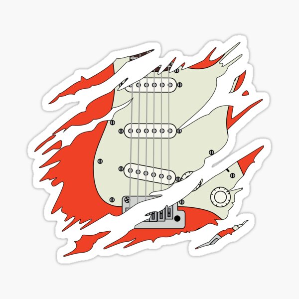"Ripped Electric Guitar S-Style Fiesta Red Color" Sticker for Sale by ...