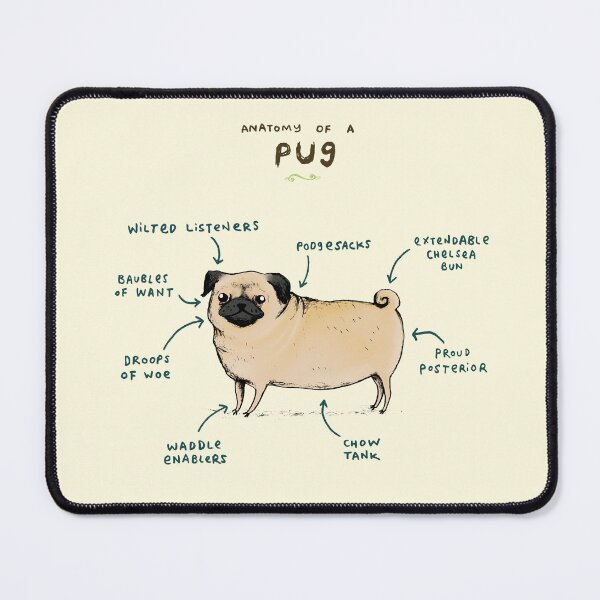 "Anatomy of a Pug" Mouse Pad for Sale by Sophie Corrigan | Redbubble