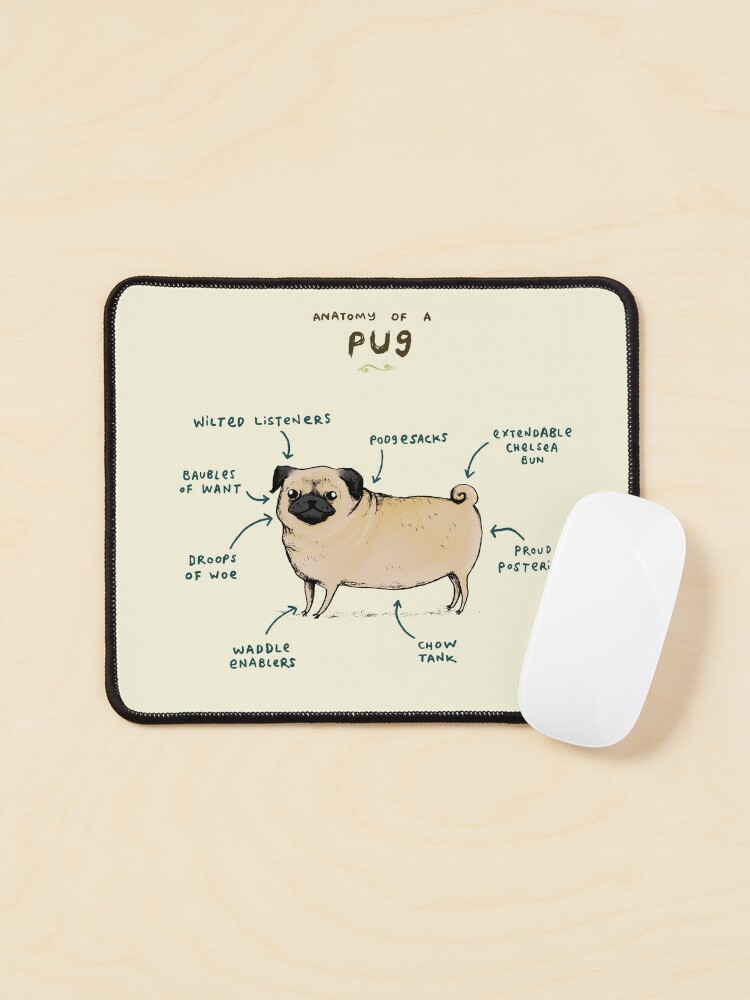 "Anatomy of a Pug" Mouse Pad for Sale by Sophie Corrigan | Redbubble