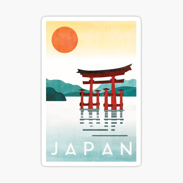 "Japan Vintage Travel Poster" Sticker by VeronArtLab | Redbubble