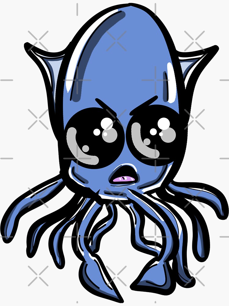 "Angry Blue Squid" Sticker by Juliagreen1 | Redbubble
