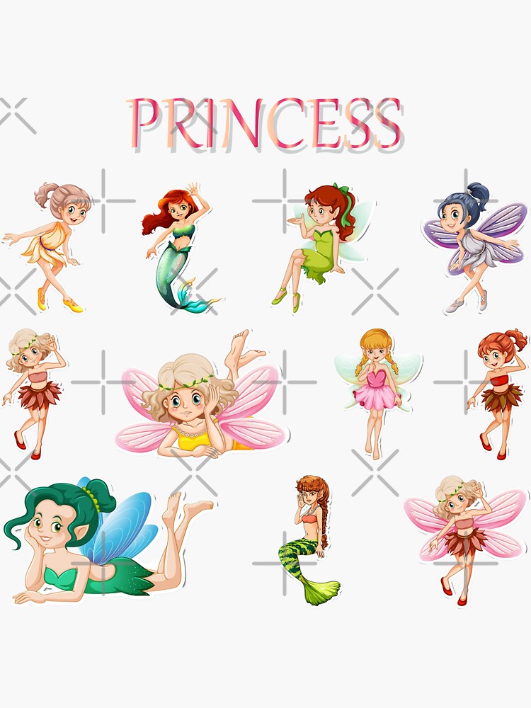 "Cute Princesses Cartoon Arts - Cartoon Princesses Stickers " Sticker ...