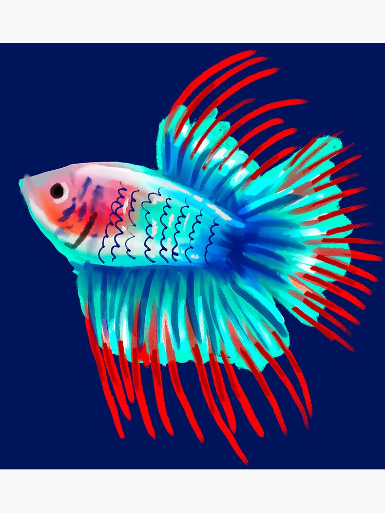 "Blue Betta Fish Clipart, Watercolor Corals Sketch, Underwater ...