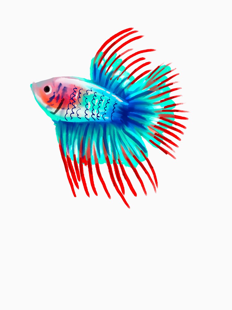 "Blue Betta Fish Clipart, Watercolor Corals Sketch, Underwater ...