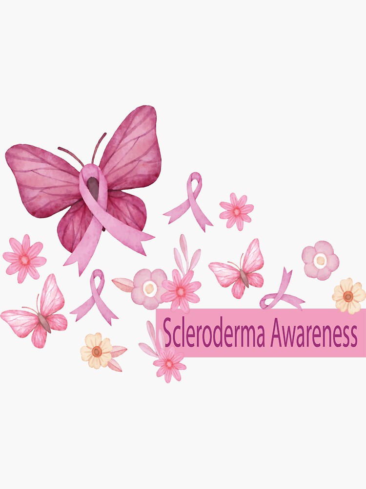 "Butterfly Ribbon Scleroderma Awareness V-Neck for Women" Sticker for ...