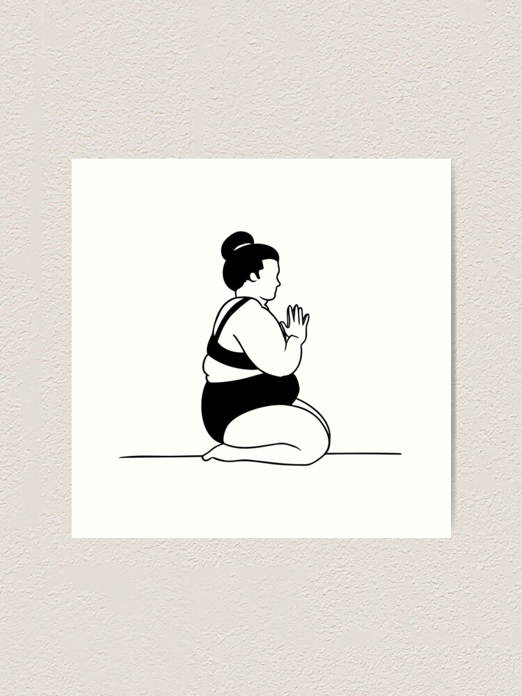 "Plus size yoga art, Female Drawing Body Positivity figure art print ...