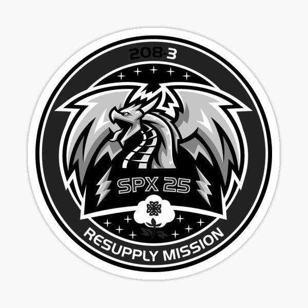 "SpaceX CRS-25 mission patch - black and white" Sticker for Sale by ...