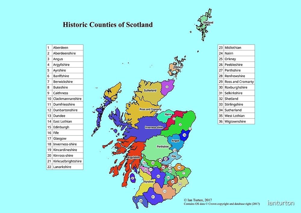 "Historic Counties of Scotland" by ianturton | Redbubble