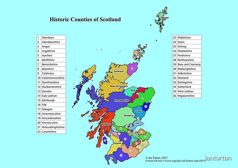 "Historic Counties of Scotland" by ianturton | Redbubble