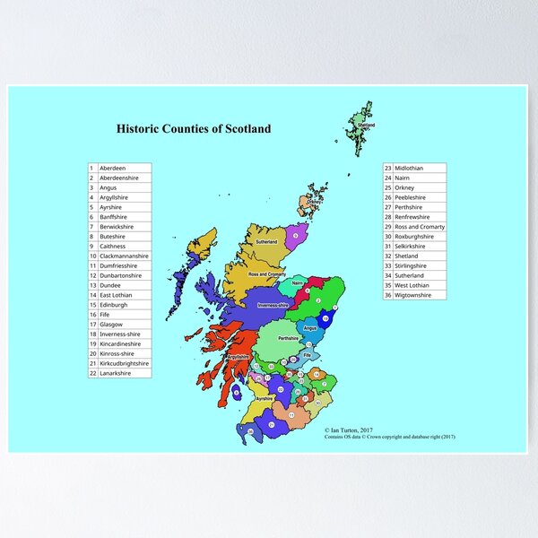 Map Scotland Counties Printable