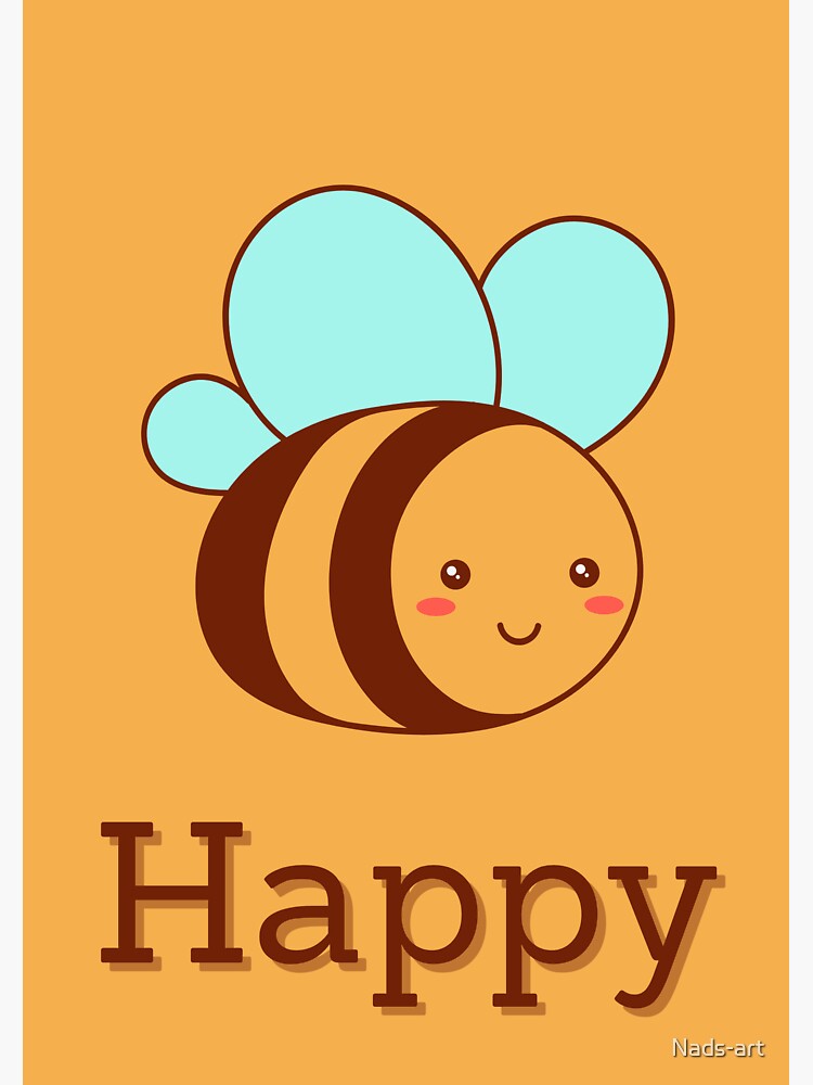 "Bee Happy" Sticker by Nads-art | Redbubble