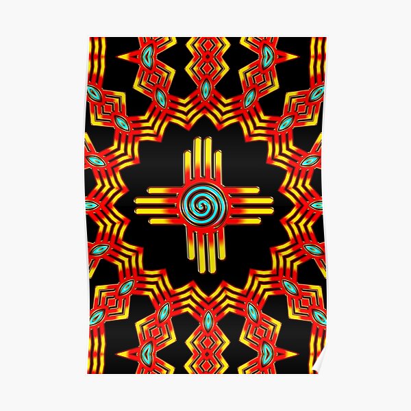 "Zia Sun, Symbol, Spiral, New Mexico, Flag" Poster by nitty-gritty ...