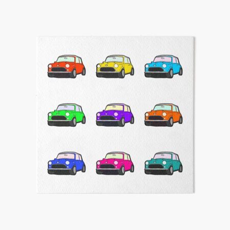 "Nine Coloured Mini Cars " Art Board Print by Bubbletronics | Redbubble