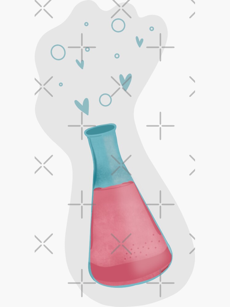 "Flask with pink potion love hypothesis experiment sticker version ...