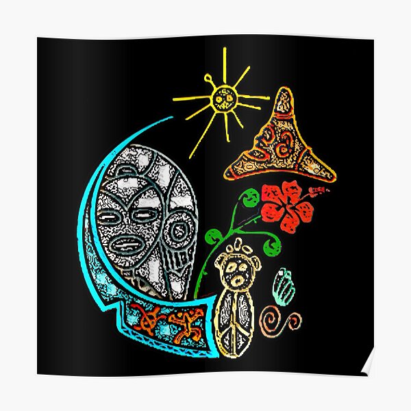 "Atabey Goddess Taino Symbols Puerto Rico" Poster for Sale by liamaris ...