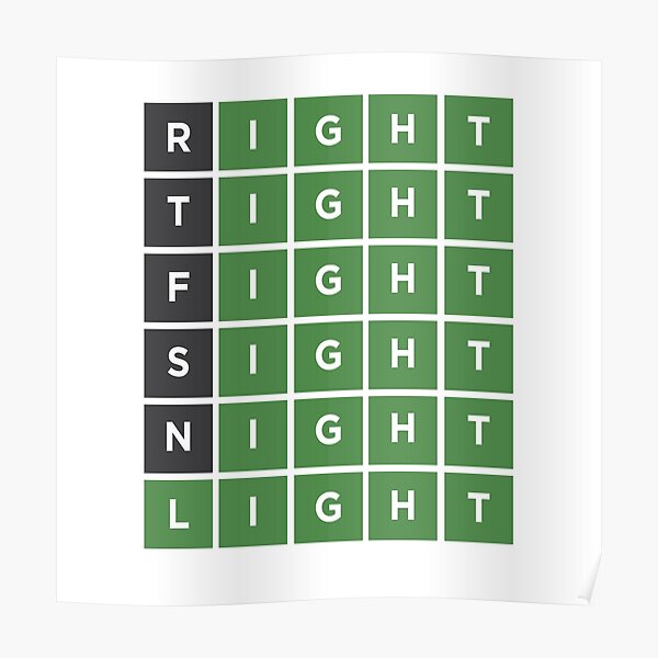 "Light Wordle Game" Poster for Sale by WhataCuteTee | Redbubble