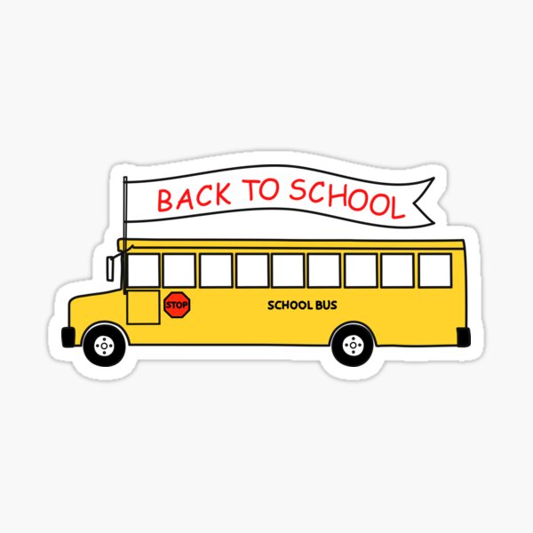 "School bus with long banner. Back to school" Sticker by evk-art ...