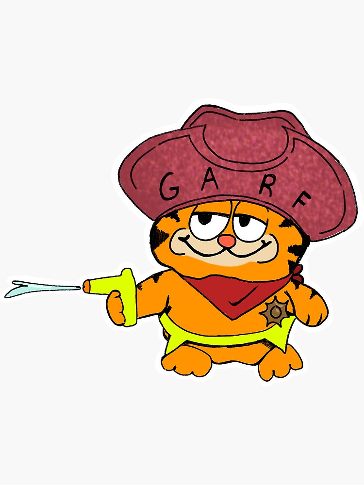 "Cowboy Garfield" Sticker by mushroomkiddo | Redbubble