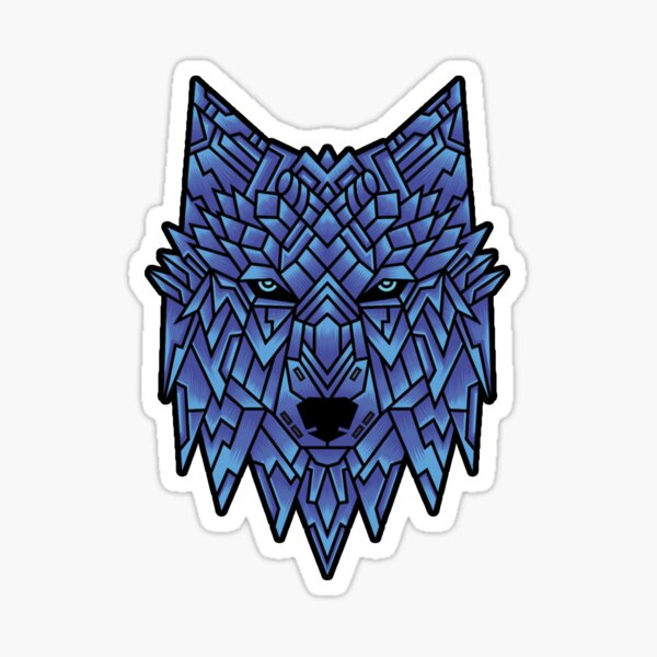"Blue Aztec Wolf Head Warrior Abstract Spirit Animal" Sticker for Sale ...