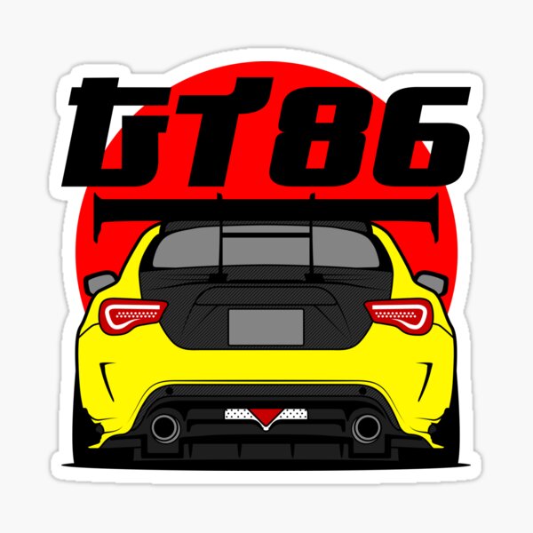 "Rear Tuned Yellow GT86" Sticker by goldentuners | Redbubble