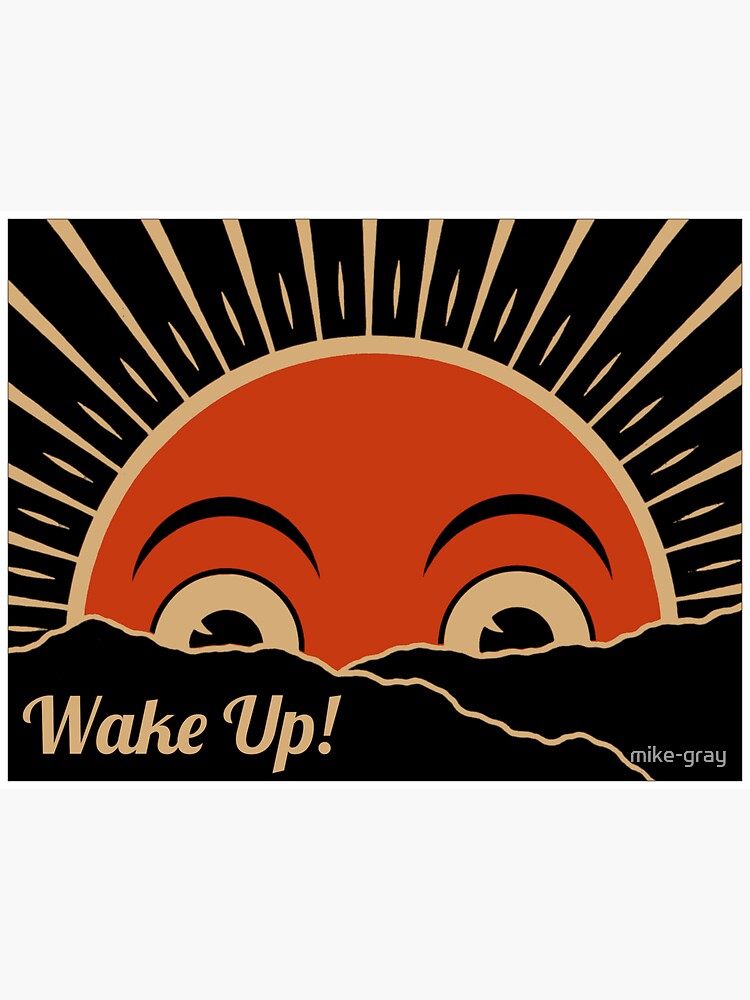 "Wake Up Orange Sun Rays Illustration" Sticker by mike-gray | Redbubble