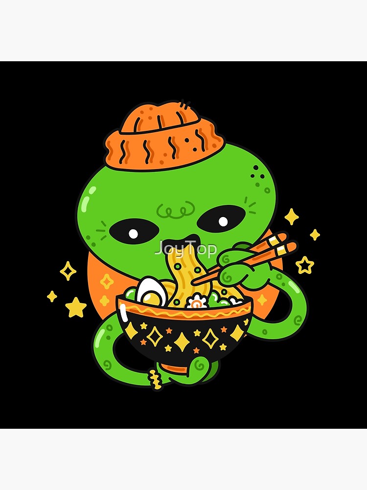 "Alien Eating Ramen - Cute Cartoon Kawaii Noodle Bowl " Poster for Sale ...