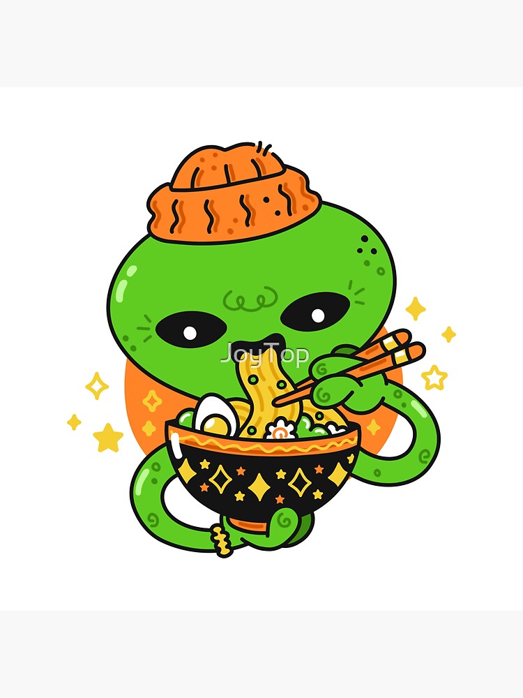 Pegatina «Alien Eating Ramen - Tazón de fideos Kawaii de dibujos ...
