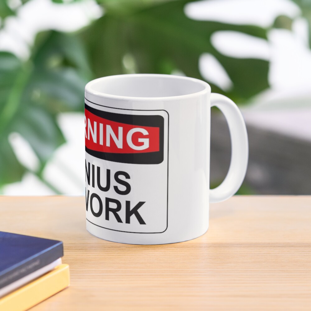 "WARNING: GENIUS AT WORK" Coffee Mug by limitlezz | Redbubble