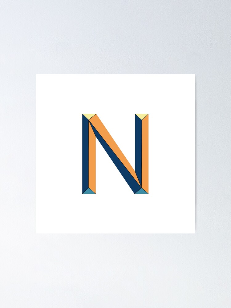 "Geometric Letter N (Orange)" Poster for Sale by art-fromscratch ...