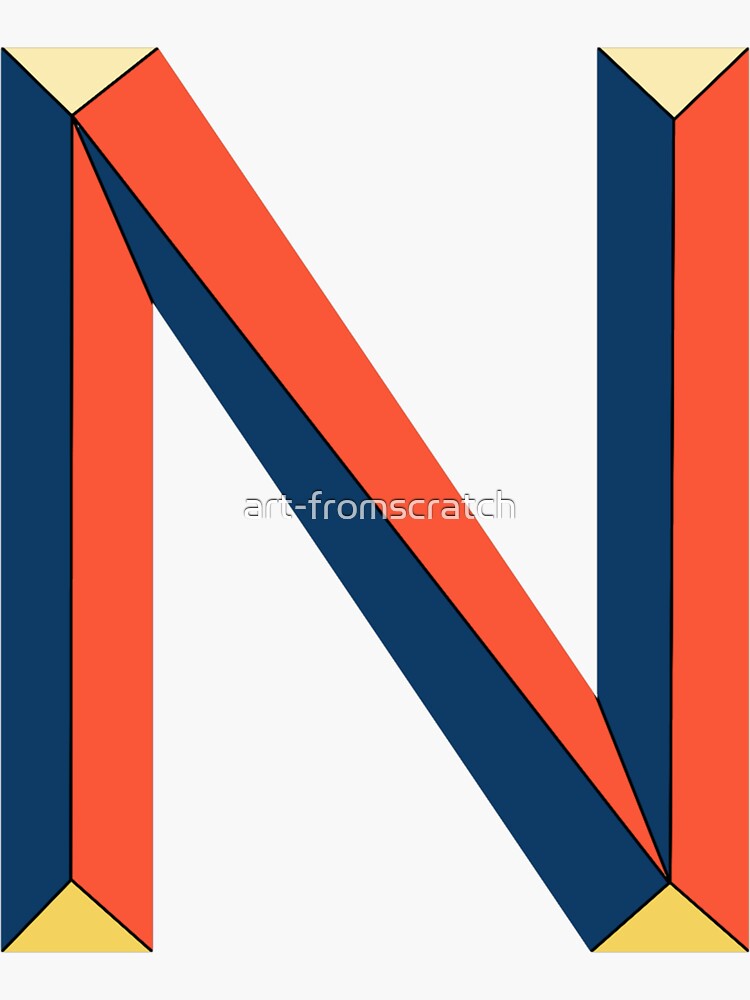 "Geometric Letter N (Red)" Sticker for Sale by art-fromscratch | Redbubble