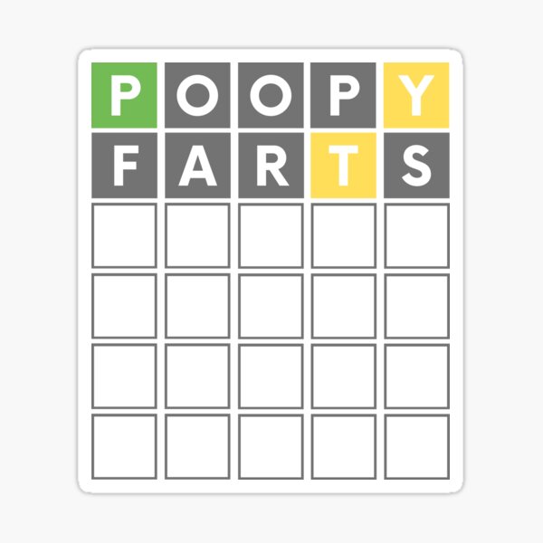 "FUNNY WORD GAME POOPY FARTS" Sticker by appareltolove | Redbubble