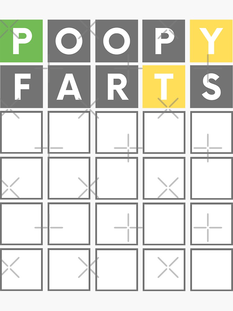"FUNNY WORD GAME POOPY FARTS" Sticker by appareltolove | Redbubble