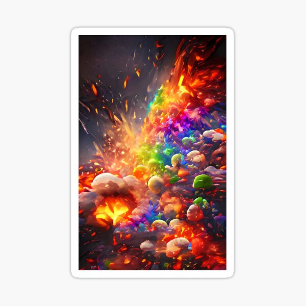 "Rainbow firework explosion with colorful smoke and splashes" Sticker ...