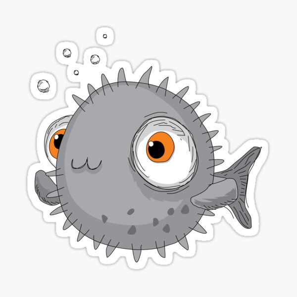 "Cute and friendly bubble fugu fish face" Sticker for Sale by piscari ...