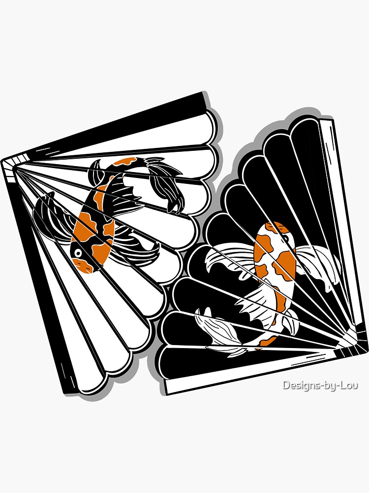 "Japanese Koi Fans With Yin and Yang Koi" Sticker by Designs-by-Lou ...