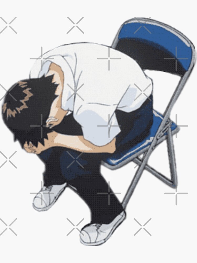"Shinji Ikari chair Neon Genesis Evangelion" Sticker for Sale by ...