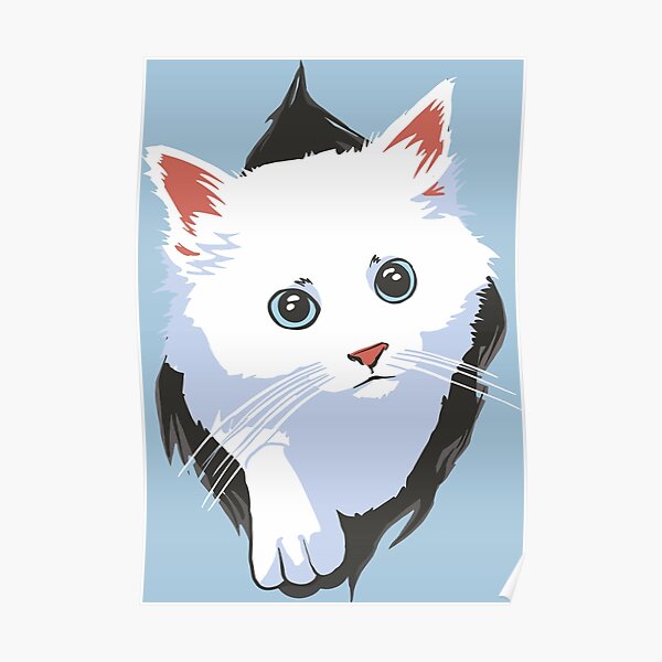 "Adorable Cute white Cat" Poster for Sale by aburdhew | Redbubble