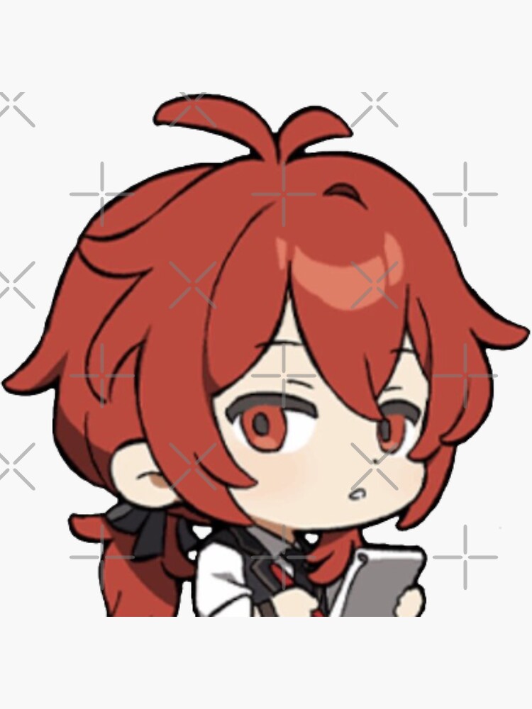 "Diluc Genshin Impact Emote-Aufkleber" Sticker von reiiayanamii | Redbubble